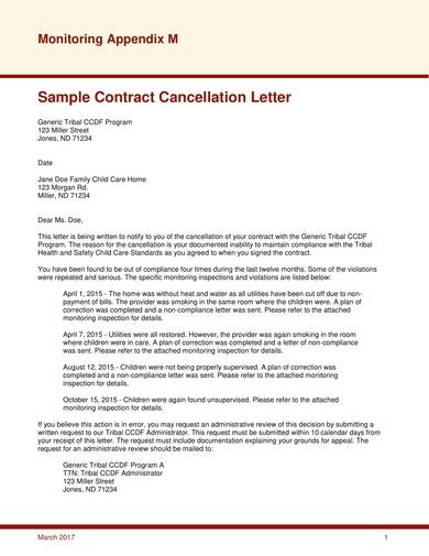 FREE 9 Contract Cancellation Letter Samples In PDF MS Word