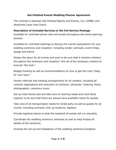 FREE 9 Event Planning Contract Samples In PDF MS Word