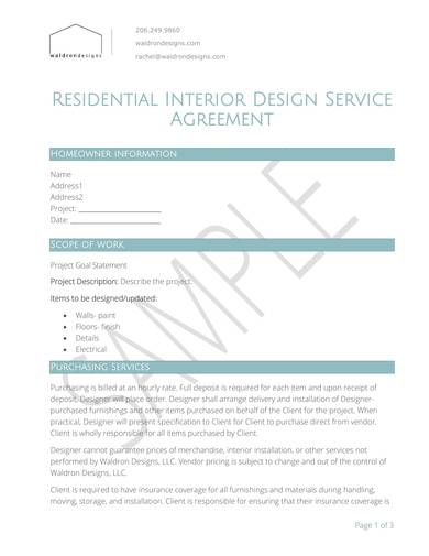 Interior Design Contract Sample PDF Template
