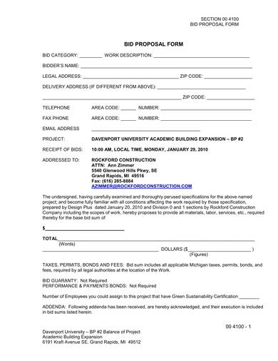 FREE 17 Bid Proposal Samples In PDF MS Word Google Docs Pages