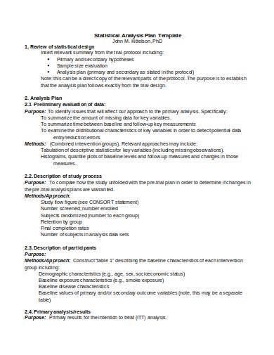 FREE 9 Sample Statistical Analysis Plan Templates In PDF MS Word
