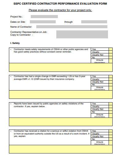 Construction Employee Evaluation Form