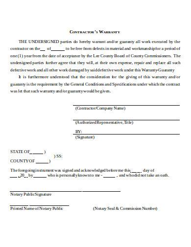 FREE 8 Contractor Warranty Samples In PDF MS Word