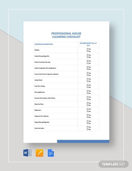 FREE 13 House Cleaning Checklist Samples In Google Docs MS Word FREE 13 House Cleaning Checklist Samples In Google Docs MS Word