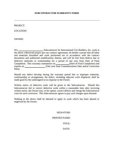 Construction Warranty Template Free Printable Templates