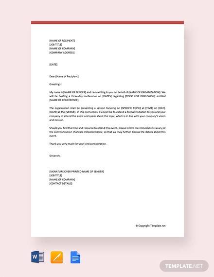 FREE 38 Invitation Letter Templates In PDF Google Docs Pages MS Word