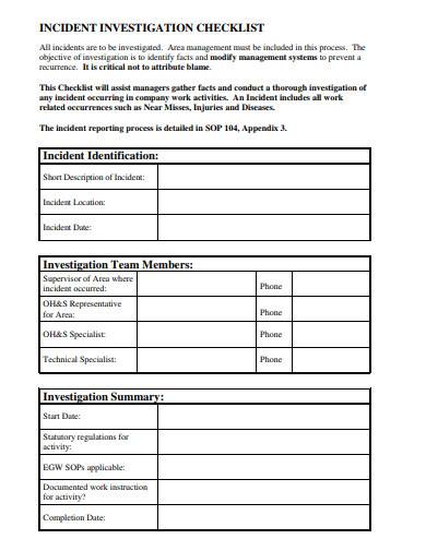 FREE 10 Investigation Checklist Samples In PDF DOC