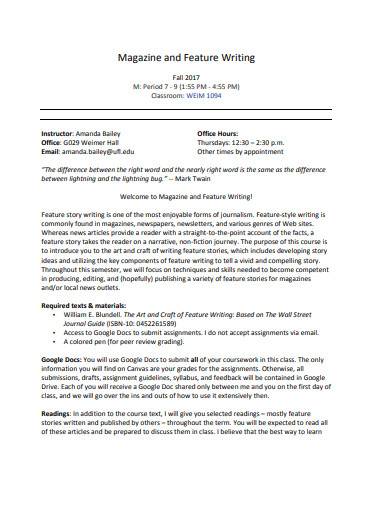 FREE 8 Feature Writing Samples In PDF DOC