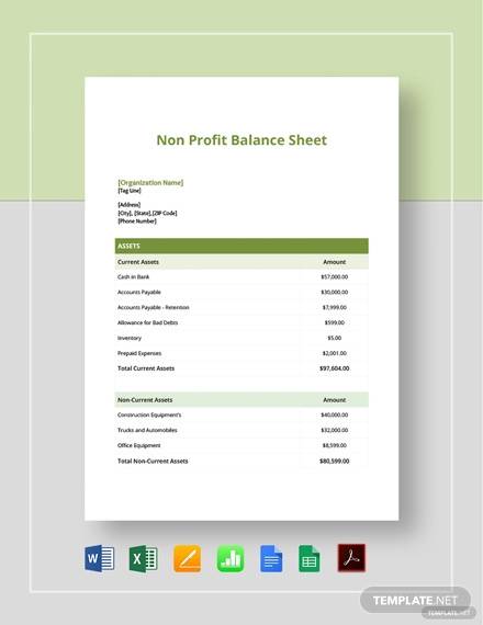 FREE 8 Non Profit Balance Sheet Templates In MS Word PDF