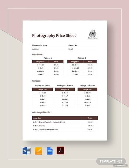FREE 11 Sample Usefull Price Sheet Templates In PDF MS Word