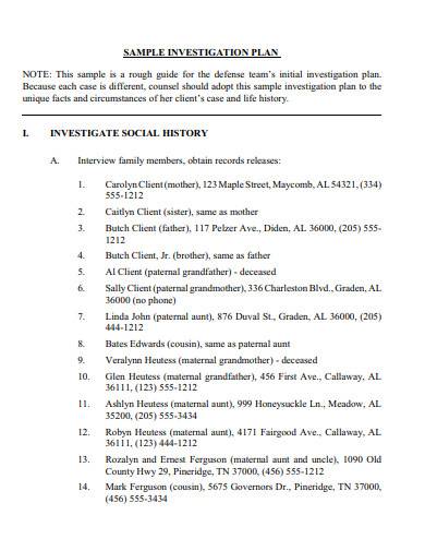 Sample Plan Of Investigation Ornmoms Sample Plan Of Investigation Ornmoms