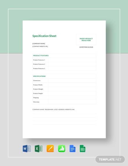 FREE 11 Spec Sheet Samples In PDF MS Word