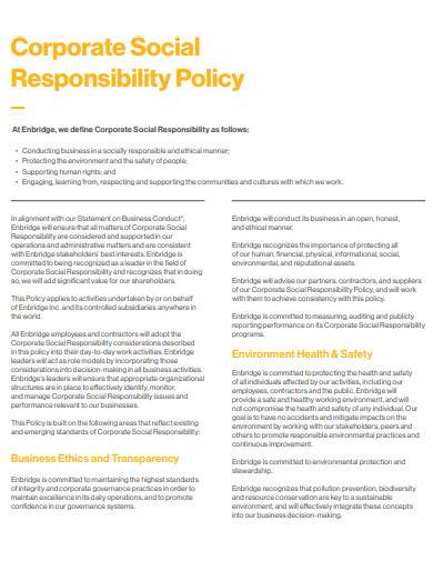 FREE 10 Corporate Social Responsibility Policy Samples In PDF MS Word