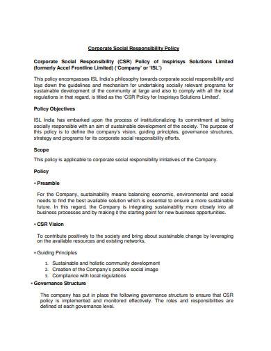 FREE 10 Corporate Social Responsibility Policy Samples In PDF MS Word