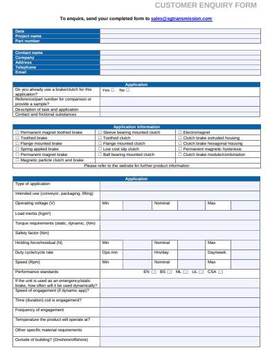 FREE 10 Customer Enquiry Form Samples In PDF MS Word