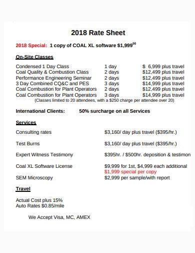 FREE 4 Consultant Rate Sheet Samples In PDF MS Word