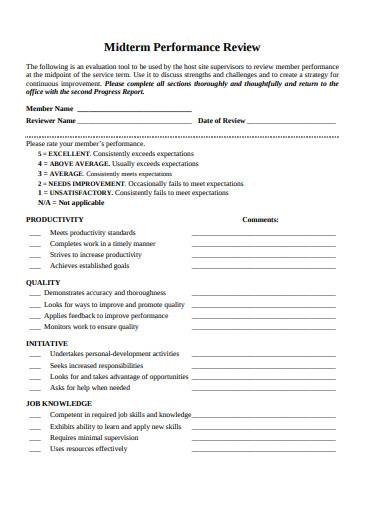 Mid Year Performance Review Template