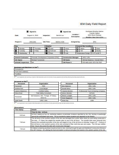 FREE 7 Construction Field Report Samples In PDF MS Word