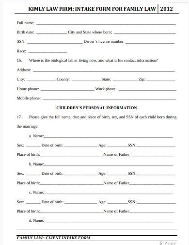FREE 9 Legal Client Intake Form Samples In PDF MS Word