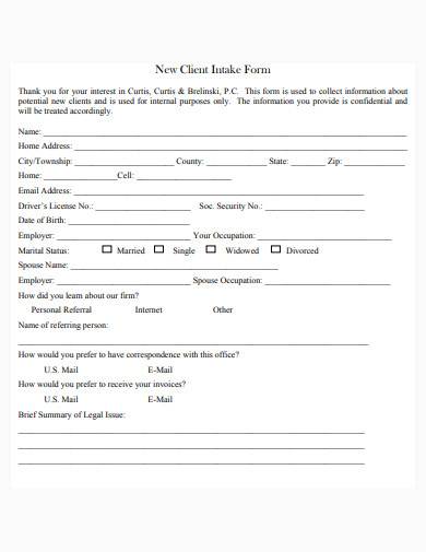 Client Intake Sheet