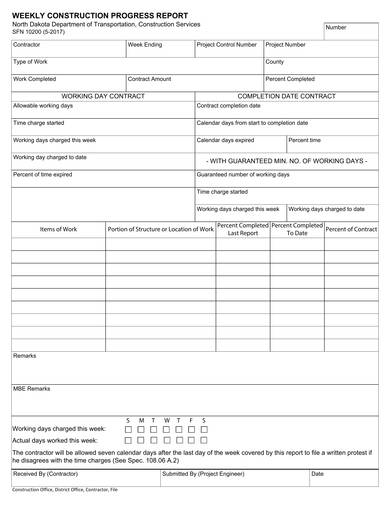 Construction Progress Report Sample HQ Template Documents