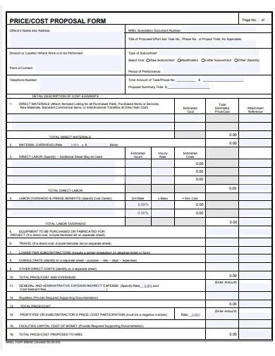 FREE 11 Cost Proposal Samples Templates In PDF