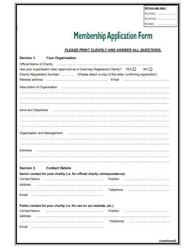 FREE 10 Charity Membership Form Samples Templates In MS Word PDF