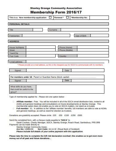 FREE 10 Charity Membership Form Samples Templates In MS Word PDF