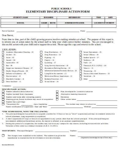FREE 10 School Disciplinary Action Form Samples Templates In PDF 