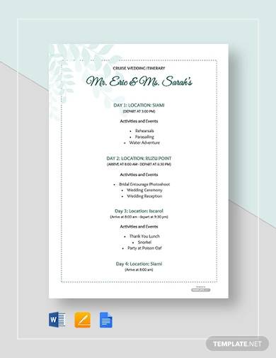FREE 16 Sample Wedding Itinerary Templates In PDF MS Word Pages 