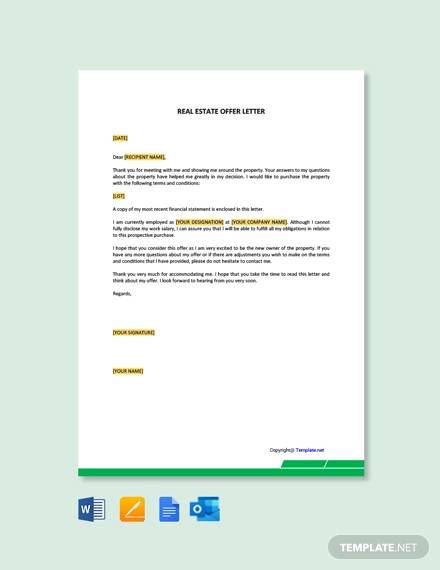 FREE 14 Sample Real Estate Offer Letter Templates In PDF MS Word