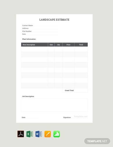 FREE 13 Landscaping Estimate Samples In MS Word Pages Google Docs 