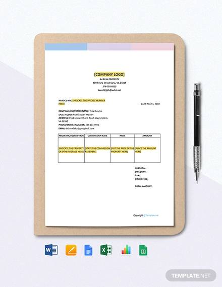 FREE 12 Real Estate Invoice Templates In PDF MS Word Excel