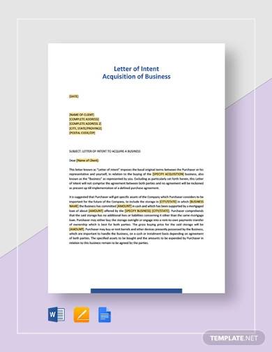 FREE 10 Business Letter Of Intent Samples In MS Word Pages Google 