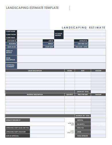 FREE 13 Landscaping Estimate Samples In MS Word Pages Google Docs 