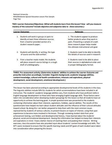 Lesson Plan For Sped Students
