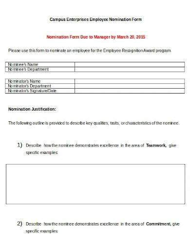 FREE 5 Award Nomination Form Samples In MS Word PDF
