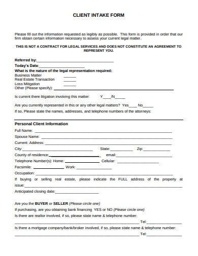 FREE 17 Intake Form Samples In MS Word Google Docs Pages PDF