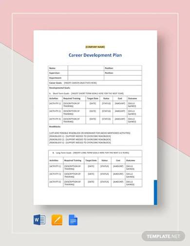 FREE 13 Sample Career Plan Templates In PDF MS Word Pages Google 