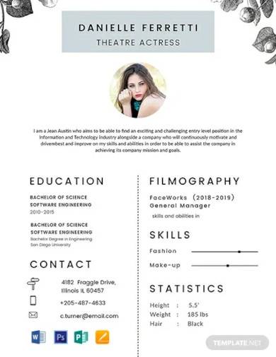 FREE 7 Acting Resume Templates In Samples In PDF MS Word PSD 