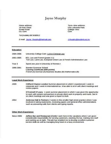 FREE 10 Law CV Samples In MS Word Pages PDF