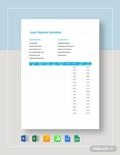 FREE 15 Loan Schedule Samples In MS Word MS Excel Pages Numbers 