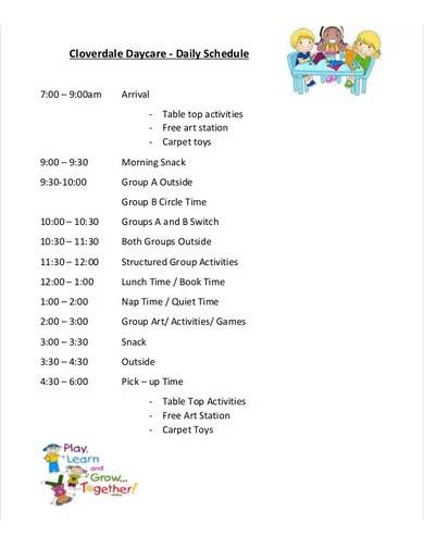 FREE 10 Daycare Schedule Samples In MS Word Pages Google Docs PDF