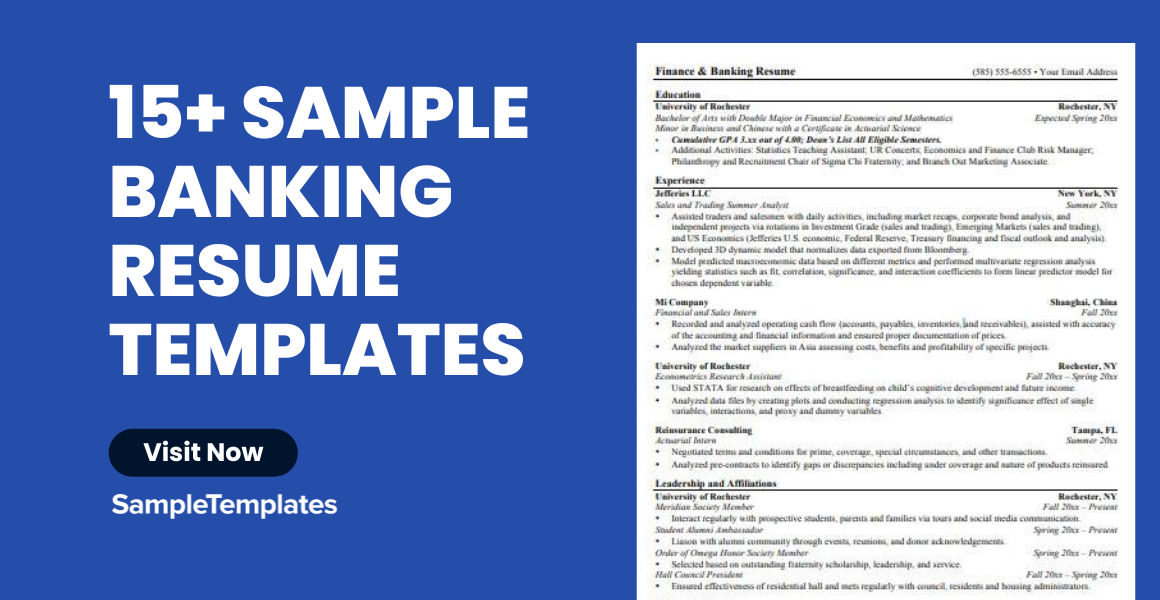 FREE 15+ Banking Resume Samples in MS Word | PSD | AI | Publisher ...