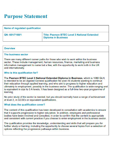 FREE 10 Business Purpose Statement Sample Small Roundtable 