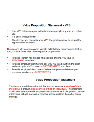 FREE 10 Value Proposition Statement Samples Generator Structure 