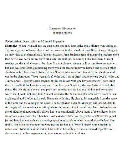  Child Study Observation Report Results Page 7 For Child Study 