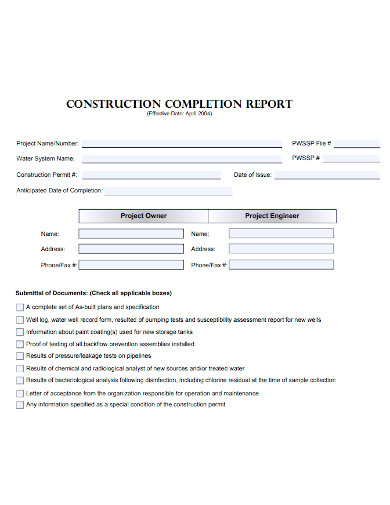 FREE 10 Construction Completion Report Samples Project Work Building 