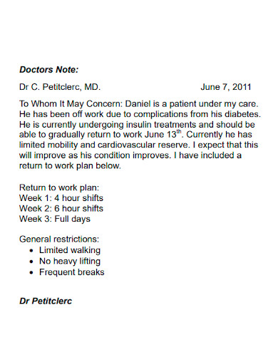 FREE 8 Doctors Note Samples For Work Re Fit Temporary 