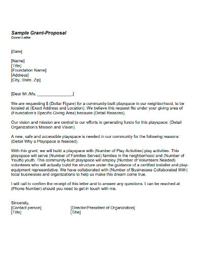 FREE 3 Grant Proposal Cover Letter Samples In PDF